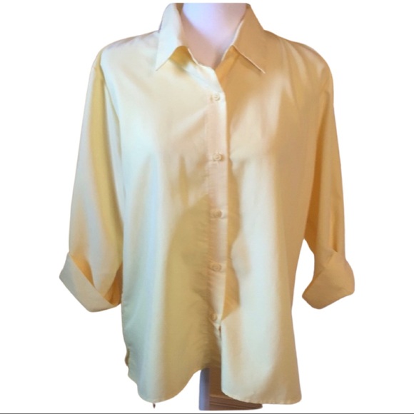 Liz Claiborne | Tops | Liz Claiborne Yellow Button Down 34 Sleeve Shirt | Poshmark